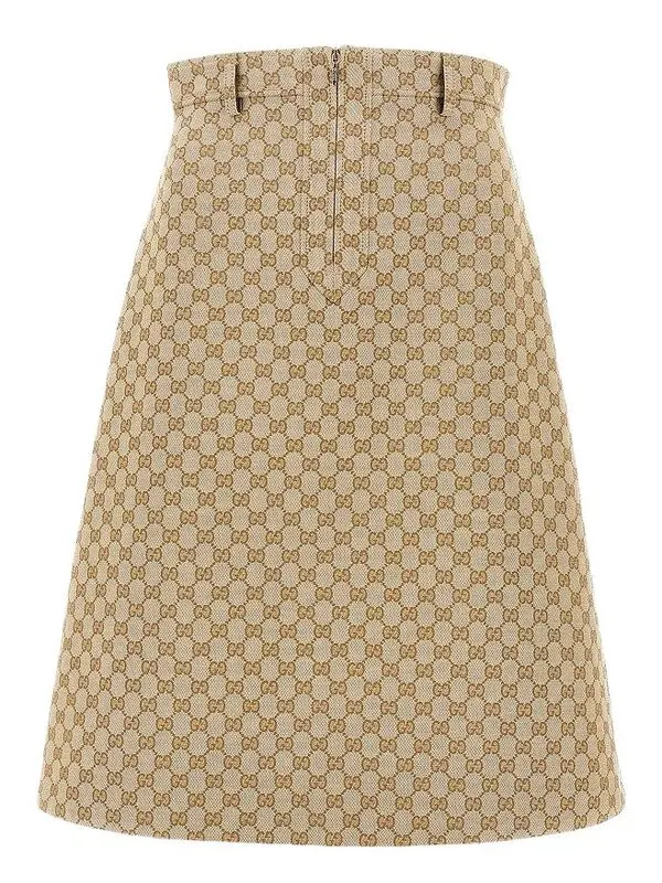 Gucci Gg Canvas A-line Knee-length Skirt - Beige