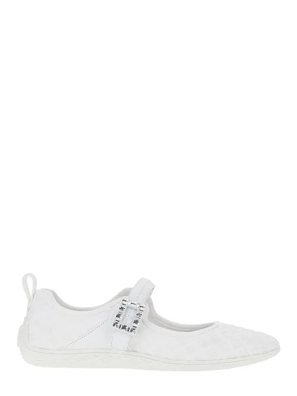 ROGER VIVIER Embossed Fabric Ballerinas - White