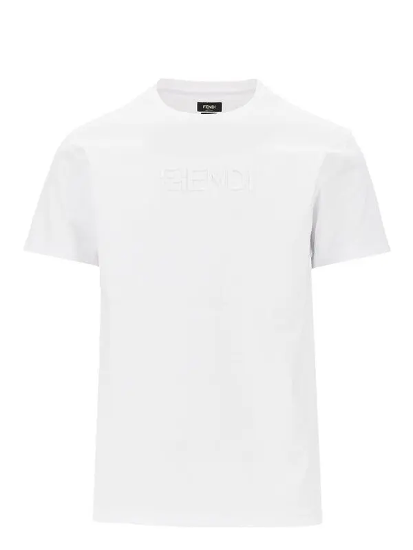 Fendi Logo Ebroidery Sli Fit T-shirt An - White