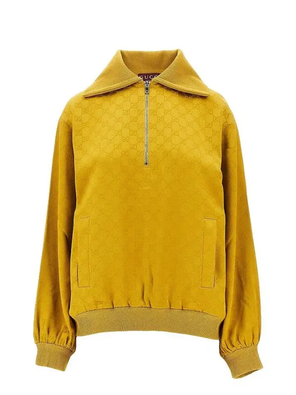 Gucci Jacquard Gg Acetate Half-zip Weathirt - Yellow