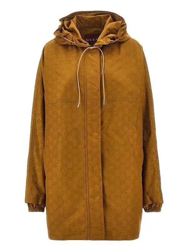 Gucci Gg Jacquard Nylon Oversized Parka - Gold