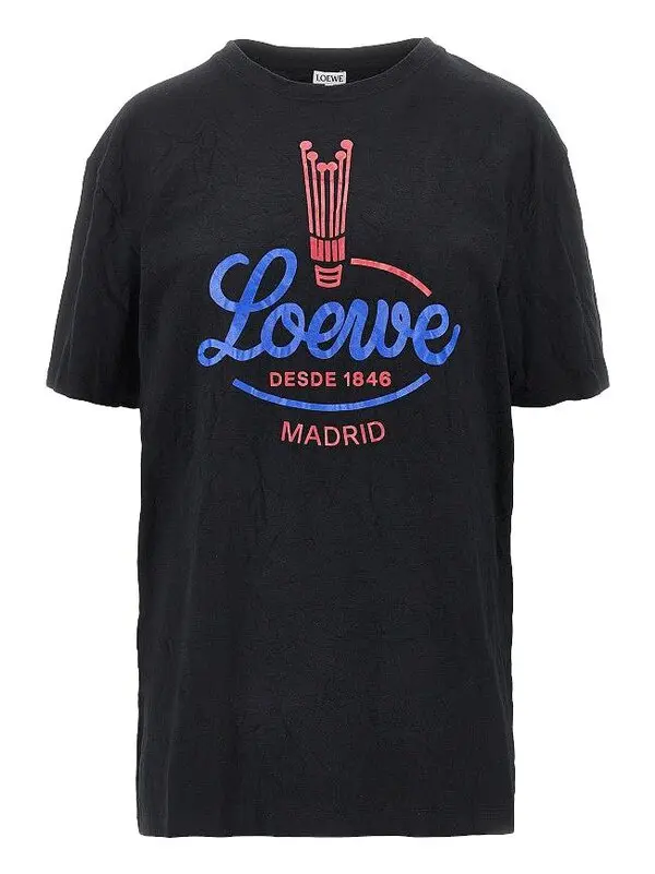 Loewe Logo Print Creased Jersey T-shirt - Black