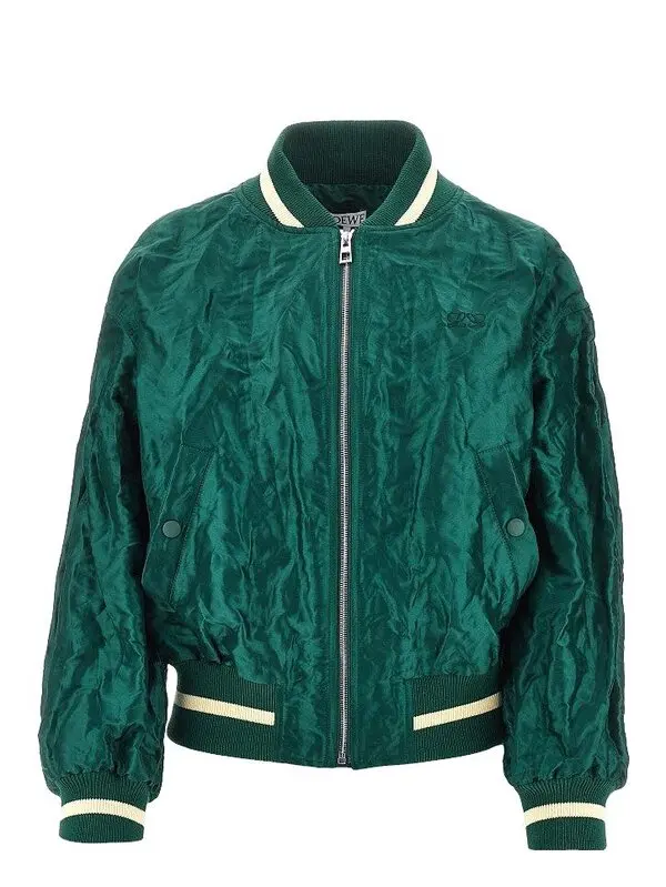 Loewe Creased-effect Technical Taffetà Bomber Jacket - Green