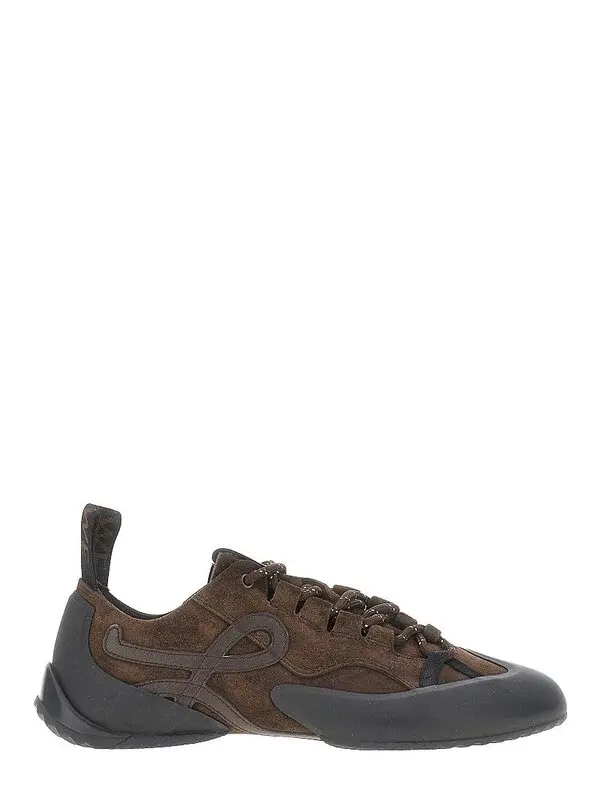 Loewe Suede Leather "l" Monogram Sneakers - Brown