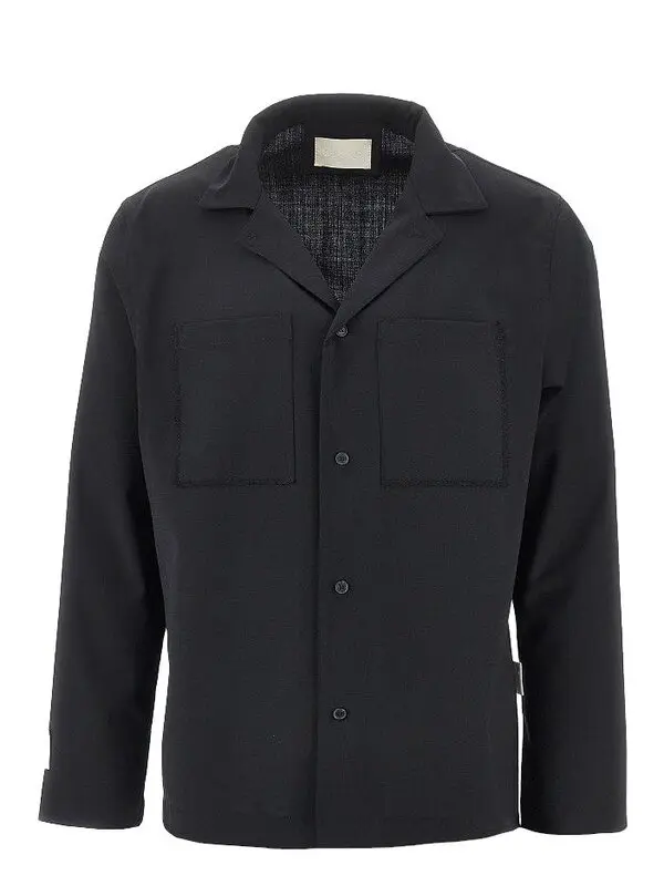 C.9.3 Wool-blend Hirt With Bowling Collar - Black
