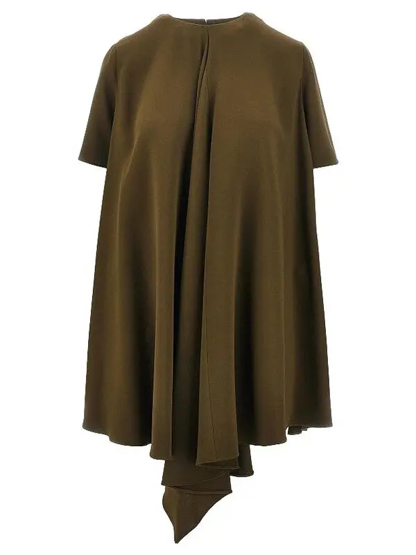 Loewe Stretch Cady Mini Dress With Draped Detail - Green