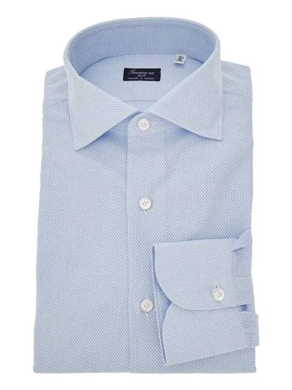 FINAMORE 1925 Milano' Jacquard Cotton Shirt - Blue