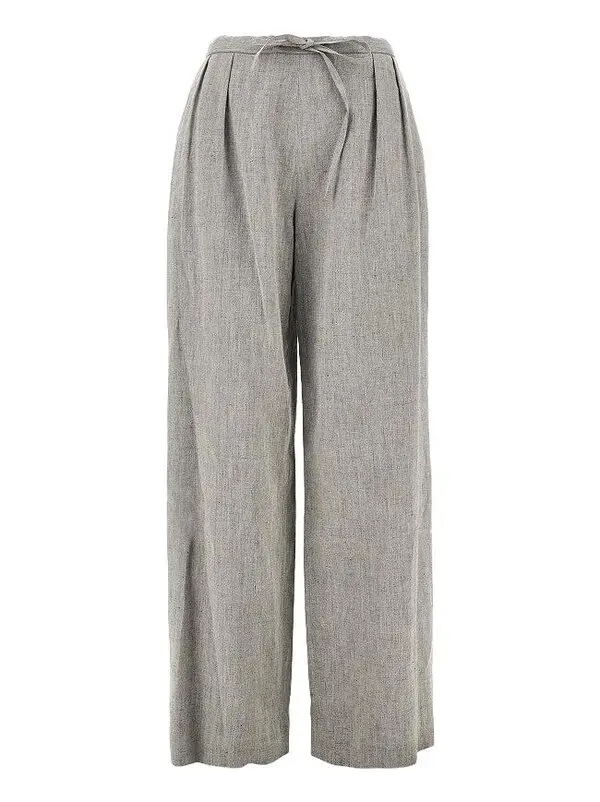 Loulou De Saison Clark Wide Leg Pants With Double Dart - Grey