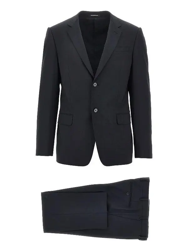 Emporio Armani Stretch Wool 'm Line' Tailored Suit - Black