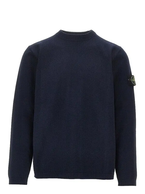 Stone Island Micro Stitch Organic Cotton Sweater - Blue