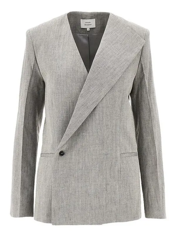 Loulou De Saison Asymmetrical Cotton And Linen Blend Jacket - Grey