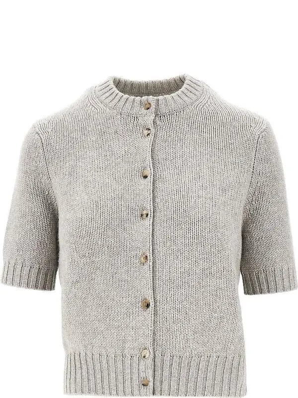 Khaite Nora Stretch Cashmere Cardigan - Grey