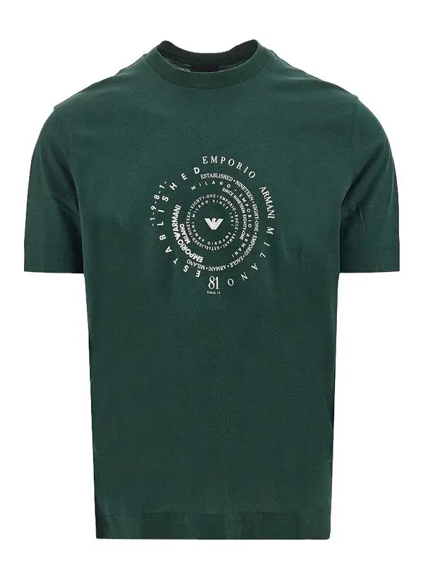 Emporio Armani Round Logo Print T-hirt - Green