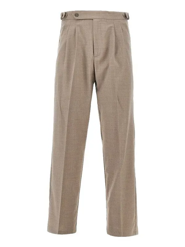 MARSEM Wool-blend Melangé Effect Wide Leg Pants - Beige