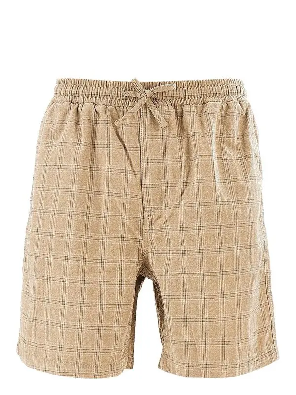 FORET Textured Organic Cotton Wide Leg Shorts - Beige