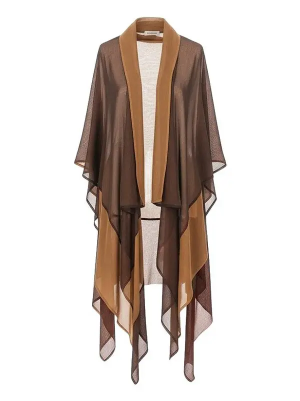 Alberta Ferretti Sheer Silk Chiffon Dust Coat - Brown