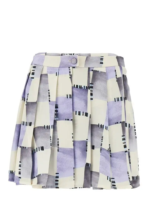 Emporio Armani Graphic Check Print Satin Skorts - Multicolor