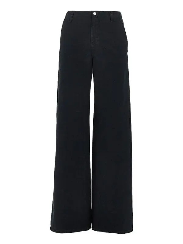 Emporio Armani Cotton Drill Wide Leg Pants - Black