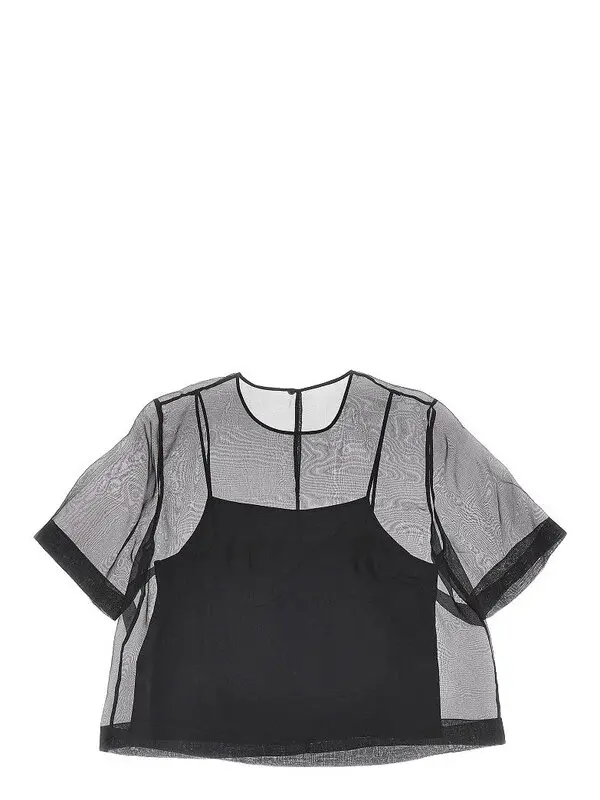 Ami Silk Organdy Short-sleeved Top - Black