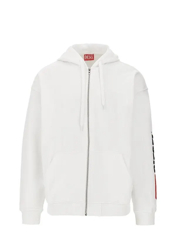 DIESEL® Full Zip Hoodie With Embroidery - White