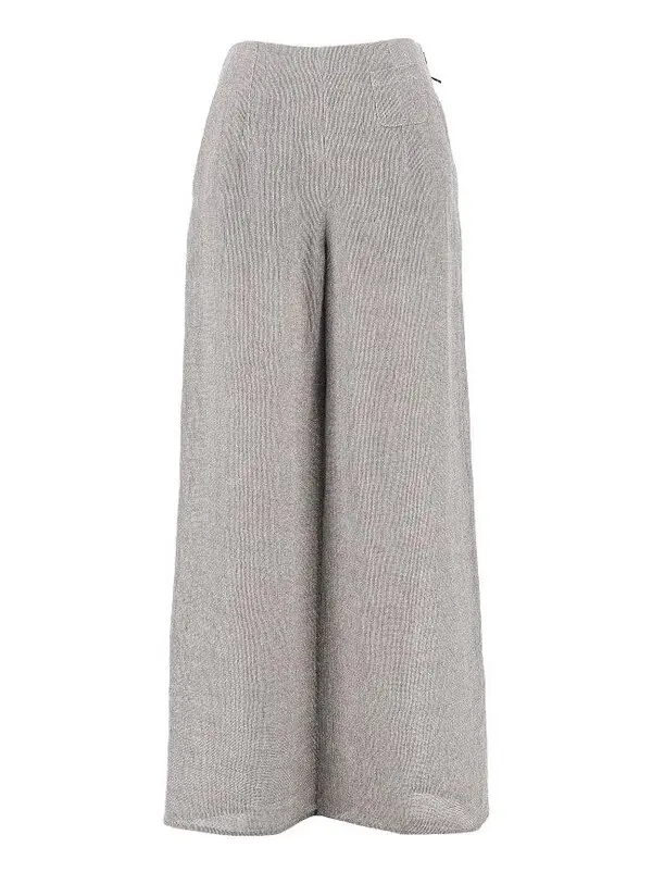 Emporio Armani Linen-blend Gauze Wide-leg Pants - Grey