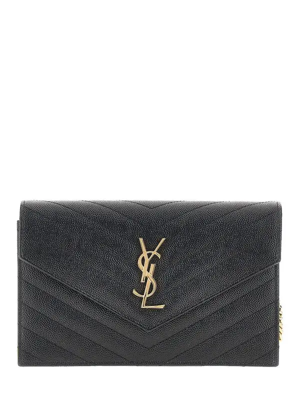 Saint Laurent Leather Pouch With Cassandre Detail - Black