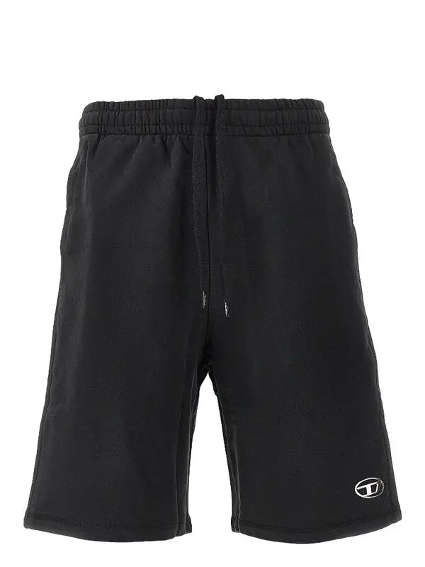 DIESEL® P-marshy-od French Terry Wide Leg Shorts - Black