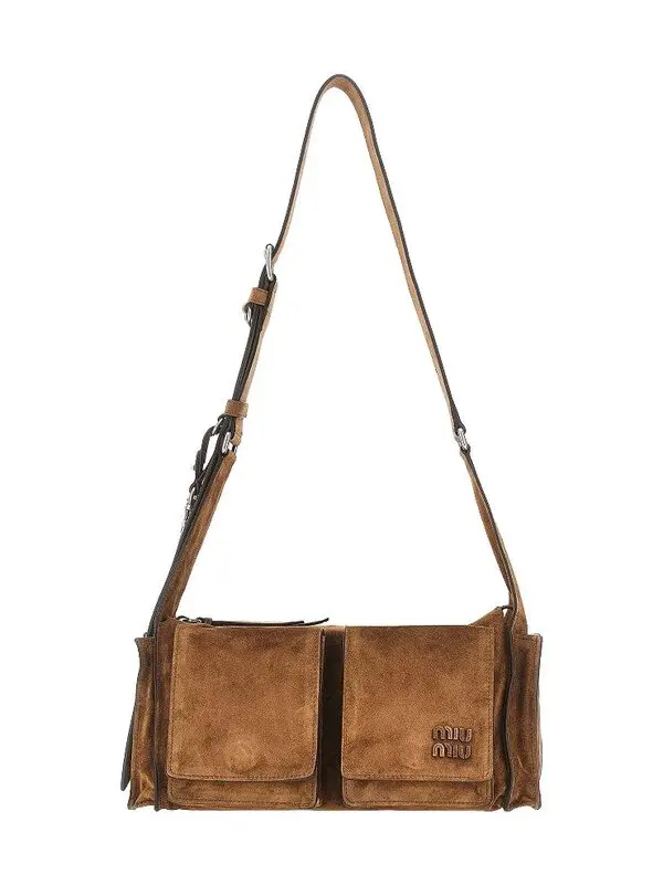 Miu Miu Suede Leather Utilitarian Bag - Brown