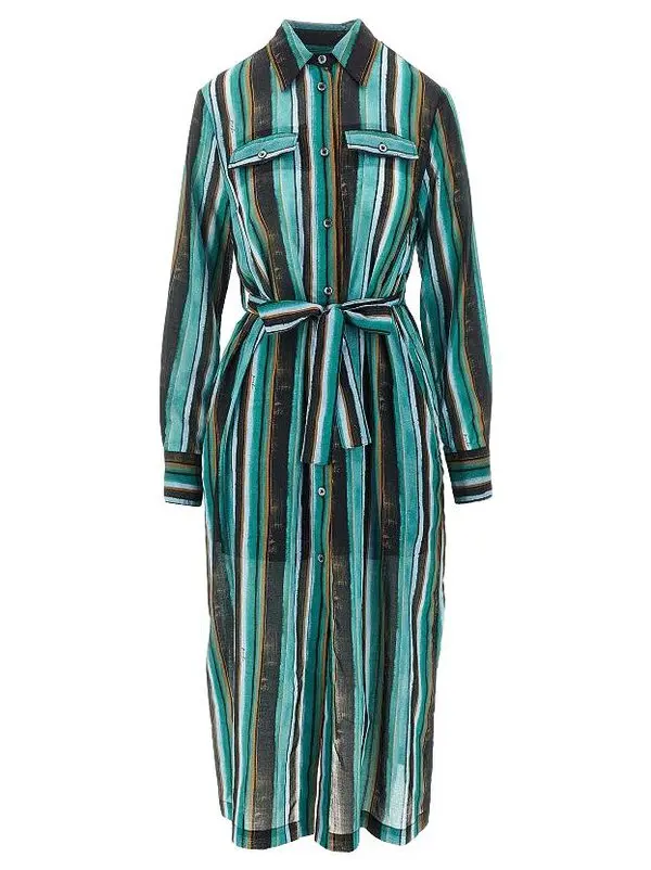 Pinko Printed Muslin Midi Shirt Dress - Multicolor