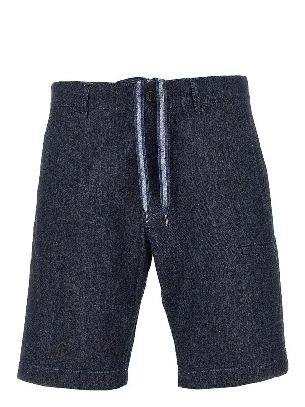 Aspesi Slim Fit Denim Shorts With Drawstring Waist - Blue