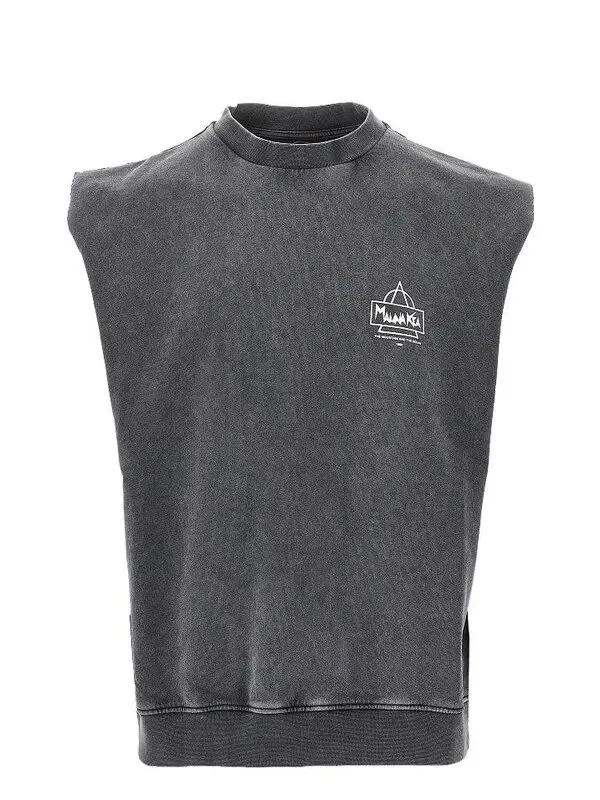 MAUNA KEA Sleeveless Graphic Print Sweatshirt - Black