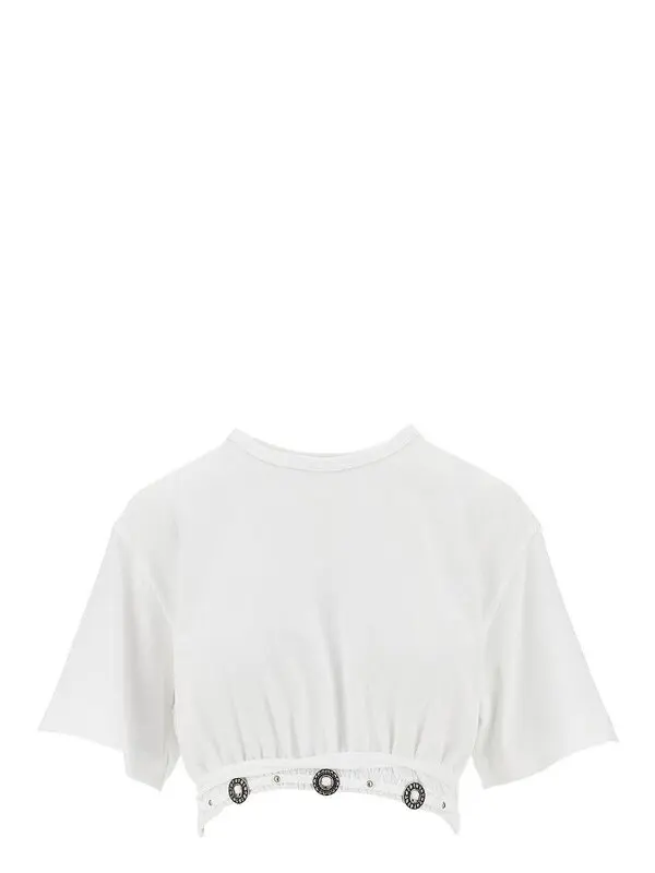 Pinko Cropped T-shirt With Texan Details - White