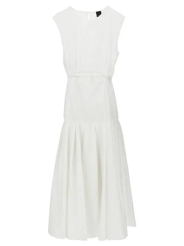 Pinko Sleeveless Cotton Poplin Midi Dress With Cut-out Detail - White