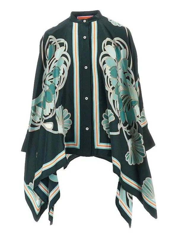La DoubleJ Foulard Silk Twill Printed Shirt - Green