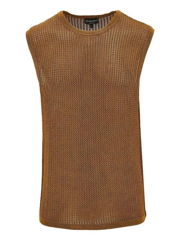 Emporio Armani Openworked Knitted Vest - Brown