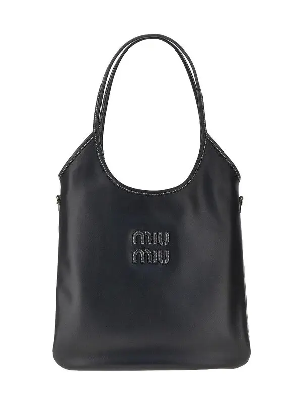 Miu Miu Ivy" Leather Tote Bag - Black