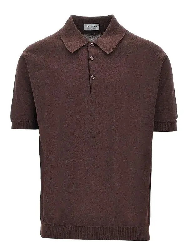 John Smedley Cotton Knit Polo Hirt - Red