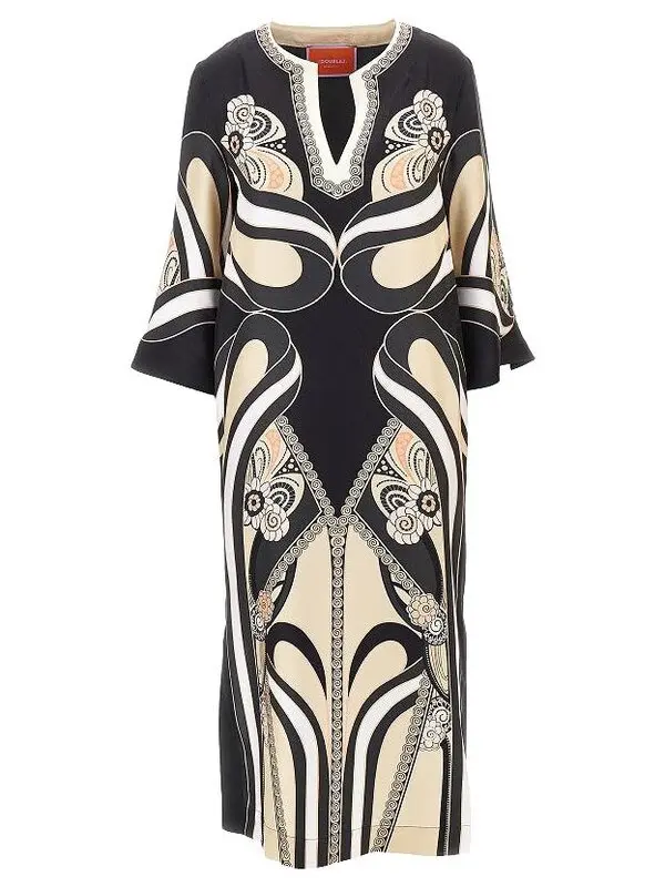 La DoubleJ Silk Twill Kaftan Dress With Ambrosia Print - Multicolor