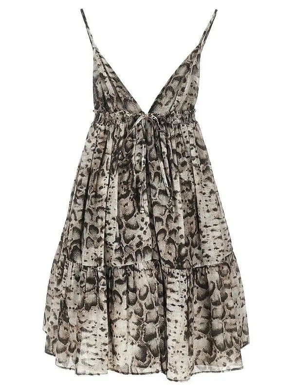 Pinko Sleeveless Snake Print Muslin Mini Dress - Multicolor