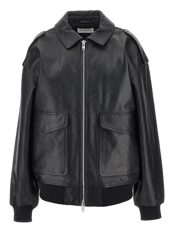 THE FRANKIE SHOP Viper Leather Bomber Jacket - Black