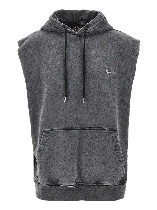 MAUNA KEA Sleeveless Cotton Hoodie With Graphic Print - Black