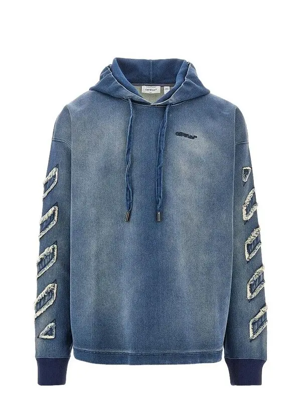 Off-White Diag Patches" Denim Hoodie - Blue