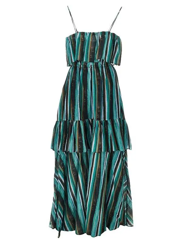 Pinko Striped Print Muslin Maxi Dress - Multicolor