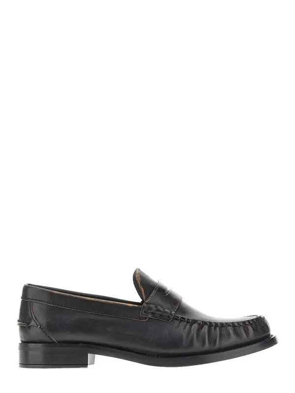 Prada Old-finished Leather Loafers - Brown