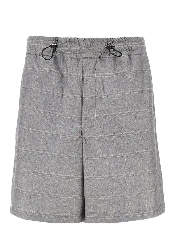 C.9.3 Cotton-blend Jacquard Check Bermuda Shorts - Grey