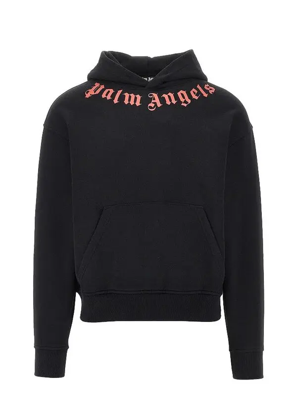 Palm Angels Logo Print Hoodie - Black