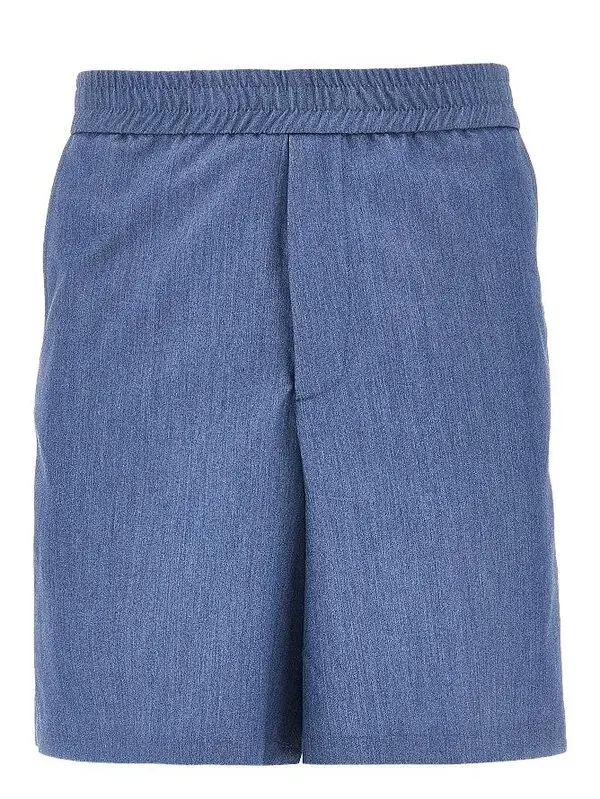 C.9.3 Stretch Viscose-blend Gabardine Bermuda Shorts - Blue