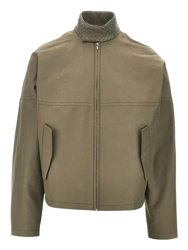 Bottega Veneta Harrington Jacket With Leather Collar - Khaki