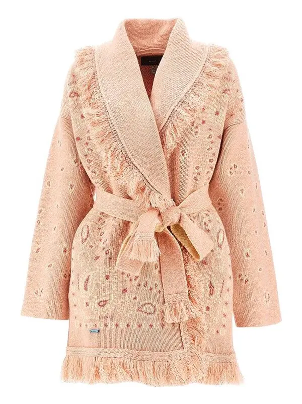 Alanui Bandana Jacquard Cashmere Blend Cardigan - Pink