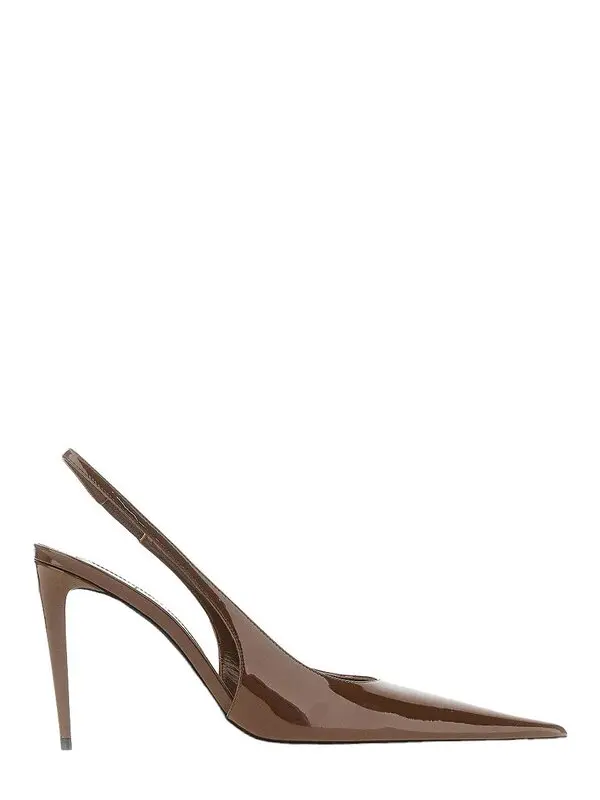 Saint Laurent Patent Leather Slingback Pumps - Brown